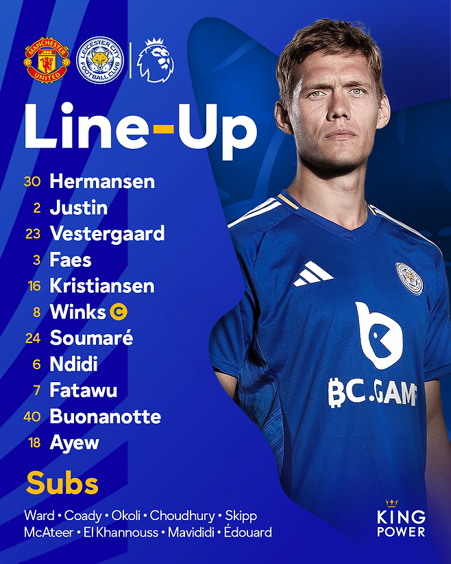 ‘반등 성공’ 맨유, 레스터 상대로 ‘4G’ 무패 행진 이어갈까···선발 라인업 공개[EPL 라인업]