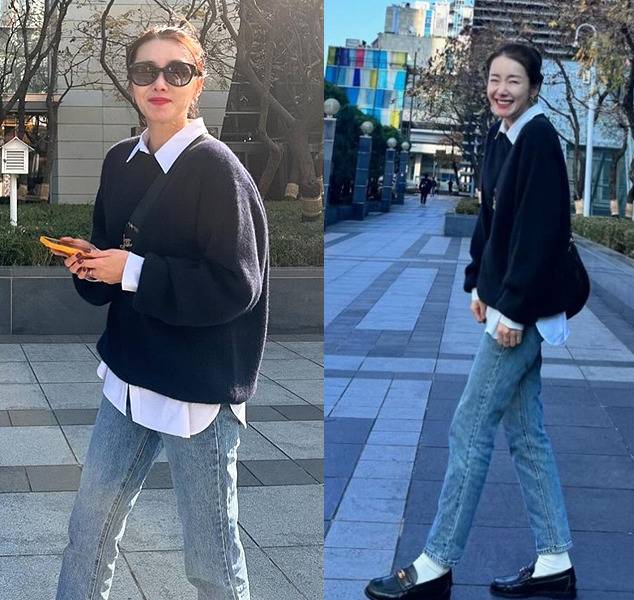 소이현 꿀 날씨에 웃음꽃 만발 대학생 여친 같은 셔츠 레이어드 데님룩 뷰티는 내운명