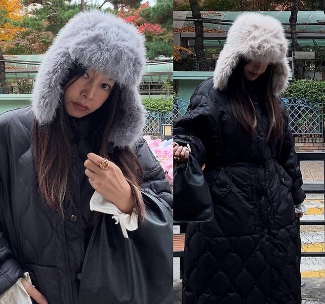 황신혜 드디어 꺼내 썼다 완전무장 퍼 바라클라바에 패딩 겨울 외출룩 패션엔