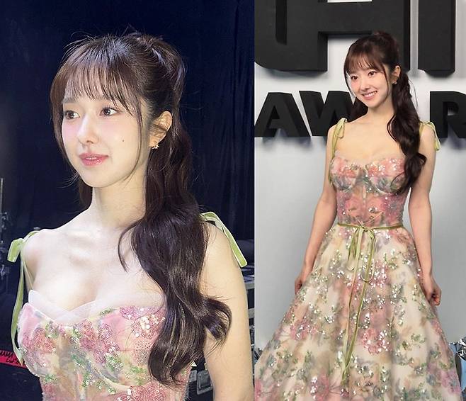 이혜성 동화에서 튀어나온 꽃의 정원을 입은 요정 눈부신 시퀸 리본 드레스룩 뷰티는 내운명