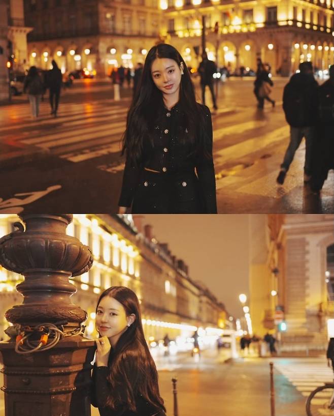 170cm 미스코리아 유시은 파리에서 인형 같은 비주얼 눈부신 트위드 올블랙 셋업룩 뷰티는 내운명
