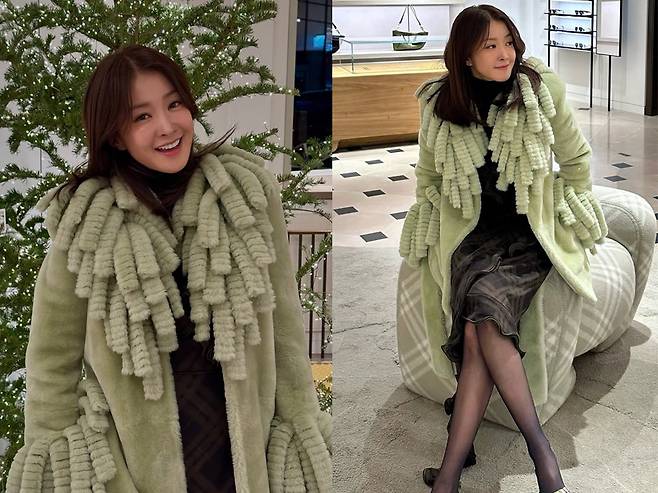 인간 크리스마스트리 이시영 독특한 명품 퍼 코트 가지뉴스