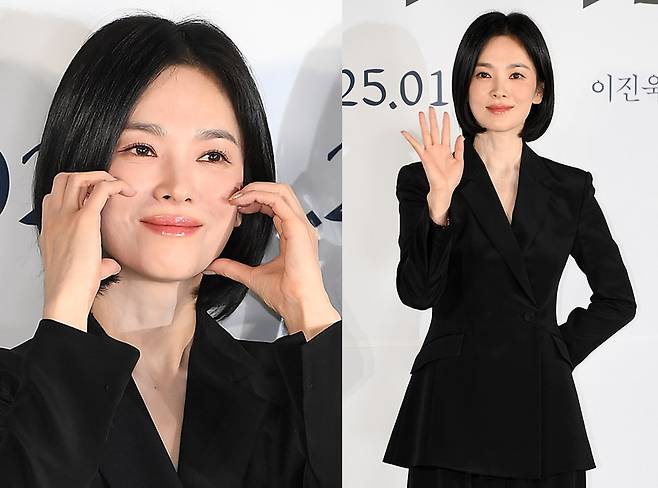 송혜교 우아한 똑단발의 정석 올블랙이 이러면 반칙이라는 슈트 셋업룩 스타와 패션