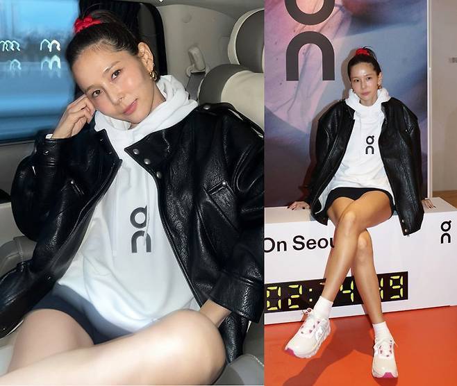 김나영 짧은 쇼츠오버핏 후디로 트렌드 선도 가죽 재킷까지 완벽 스타와 라이프