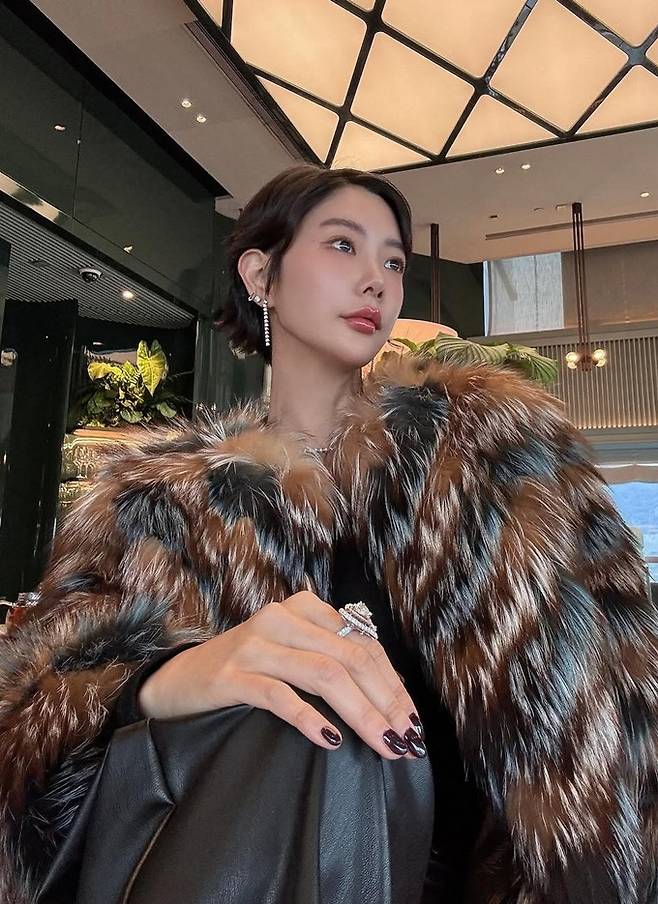 클라라 우아한 귀부인 퍼 코트 드레스 업 홍콩 홀리데이 올킬 럭셔리룩 패션엔