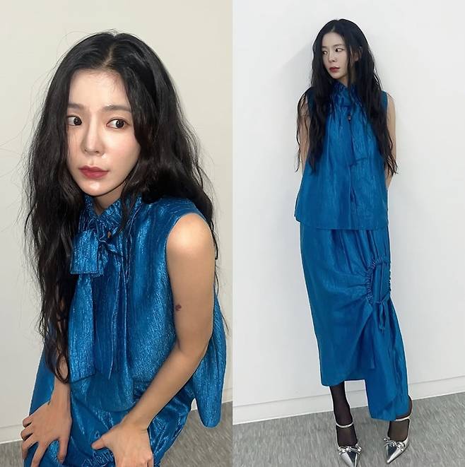 장재인 3~4년 만에 다시 방송 떨리고 어색 설렘 담은 블루 투피스 드레스룩 패션엔
