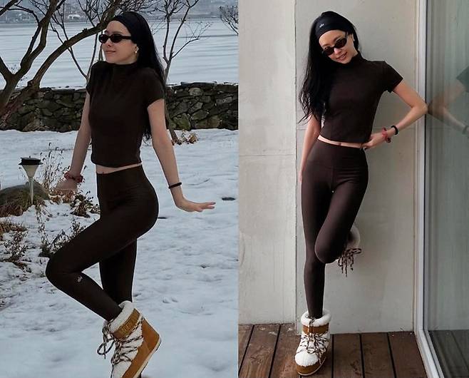손나은 폭설 비웃는 레깅스 러버 딱붙핏 크롭도 군살제로 11자 초슬림 애슬레저룩 뷰티는 내운명