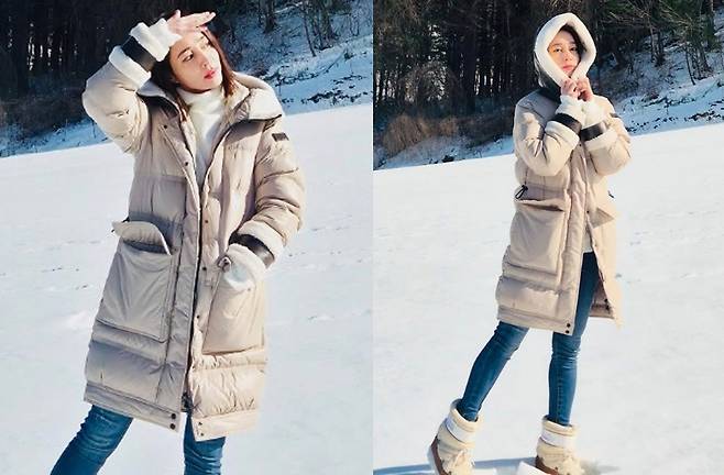 이민정 못말리는 예쁜 엄마 설원 위 잔뜩 신난 미모의 슬림 데님룩 뷰티는 내운명