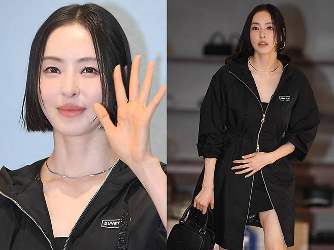 이다희 미모의 똑 단발 원피스야 바람막이야 우아한 여신의 변주 올블랙 백화점 나들이룩 뷰티는 내운명