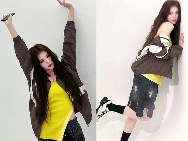 한소희 흘러내린 재킷도 힙하다 ‘패션 끝판왕 찢청스포티룩 완벽 소화 뷰티는 내운명