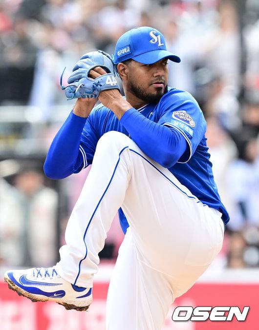 '휴~' 삼성 레예스 1군 말소, 알고 보니 가벼운 어깨 통증…”한 턴 쉬고 나면 복귀 가능”