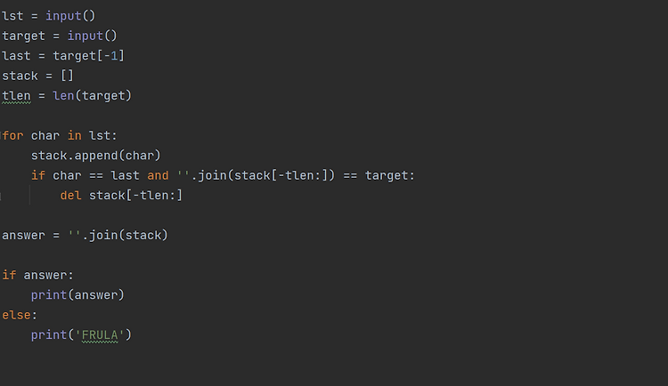 [백준] 문자열 폭발 : 9935 Python — Gilbert's Blog