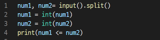 [CodeUp/코드업] Python 기초 100제 , 코드업 파이썬 6050 , 코드업 6050번 , 코드업 6050 , 비교연산 — 윤수현의 개발 공간