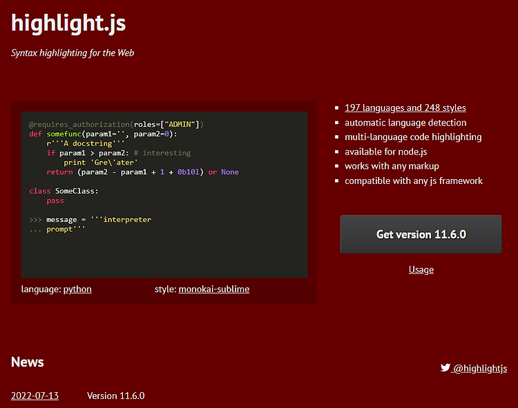 highlight.js - 코드 : Jessi's Note