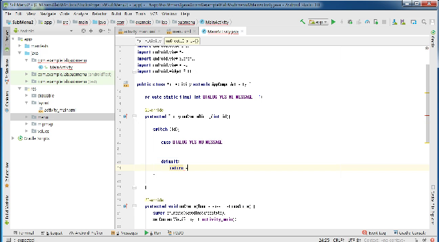 다이얼로그, 메뉴 - AlertDialog 구현, 서브 메뉴(2)