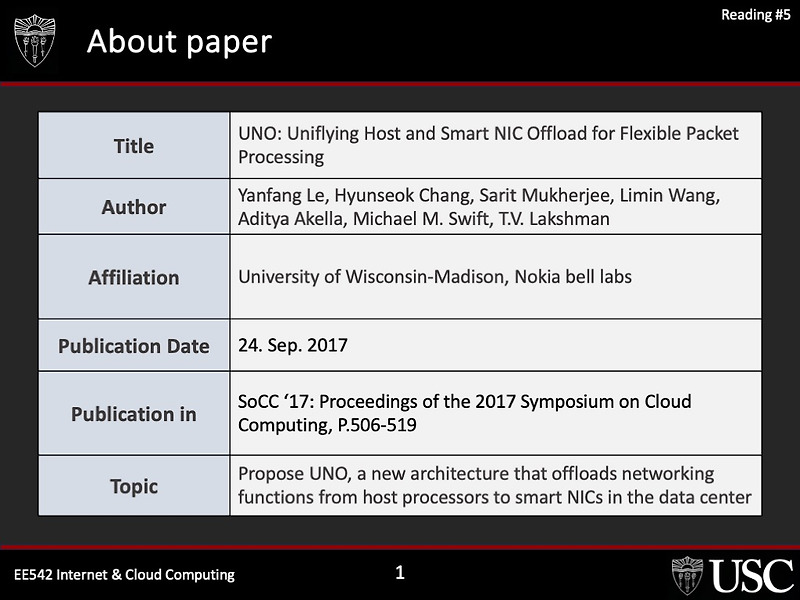 (Reading 05) UNO: Unifying Host and Smart NIC Offload for Flexible Packet Processing
