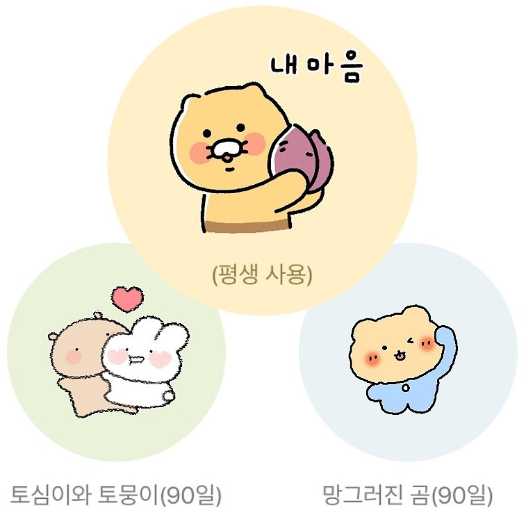 카카오 마음패키지, 카카오톡 인기 이모티콘 3종 받기