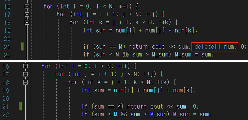 [C++] BAEKJOON 2798 블랙잭