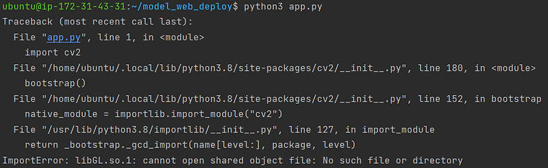 ImportError: libGL.so.1: cannot open shared object file: No such file or directory 에러 해결 방법