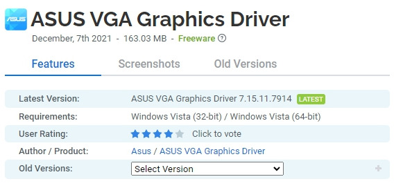 ASUS VGA Graphics Driver 무료 다운로드
