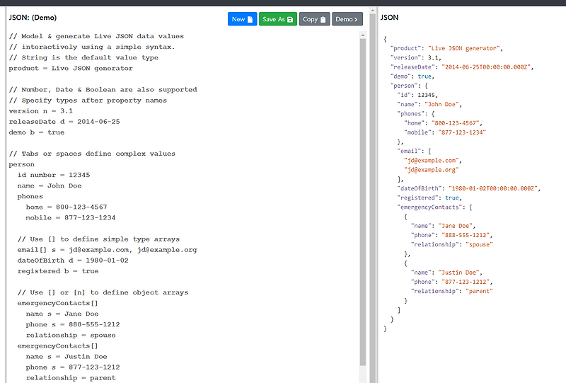 JSON 데이터 정렬 및 생성하기 좋은 사이트