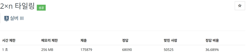 백준 11726번: 2xn 타일링