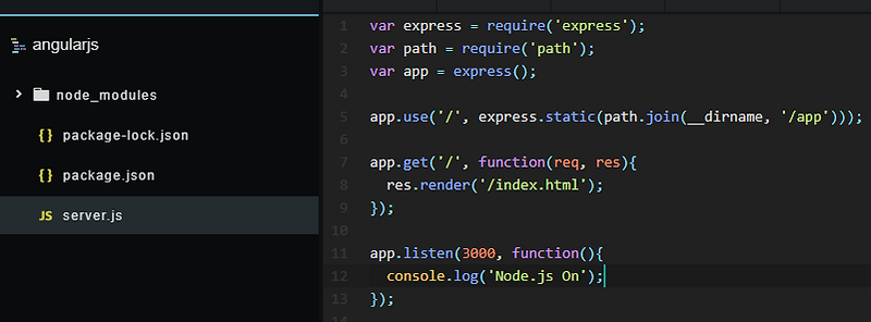 nodejs(express 모듈)를 활용한 angularjs 구축 - 2
