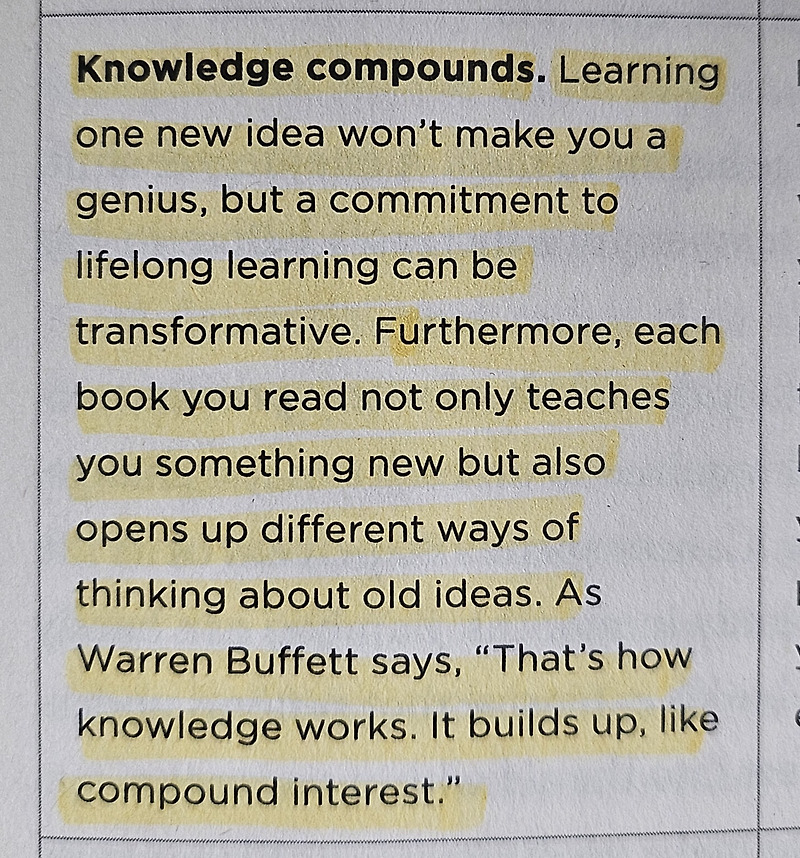 짧은 영어 명언 직독직해 Knowledge compounds. Learning one new idea..