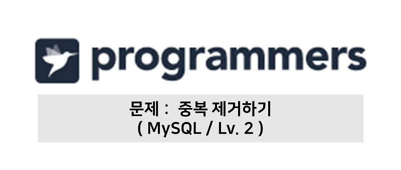 [SQL] 중복 제거하기(프로그래머스/MySQL/Level 2)