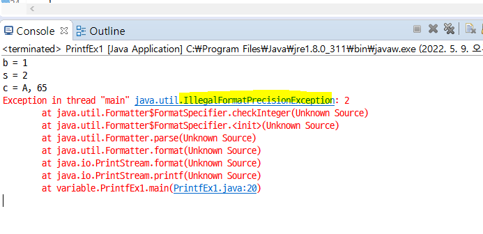 [JAVA] IllegalFormatPrecisionException / UnknownFormatConversionException 오류
