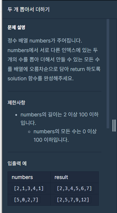 프로그래머스 Lv1 - 두 개 뽑아서 더하기 - JAVA