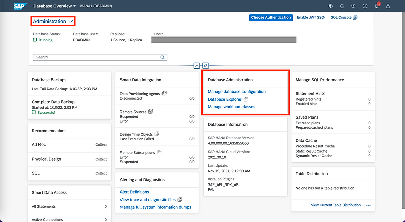 SAP HANA Cockpit : Workload Class