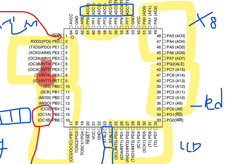 atmega128 - atmega128 시작 및 led제어회로 실습
