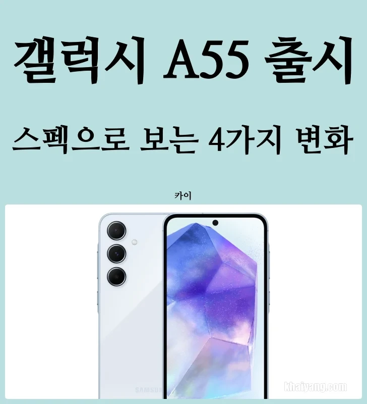 공개된 중저가폰 갤럭시 A55(SKT 퀀텀5) 4가지 변화! A54 vs A55 스펙 비교