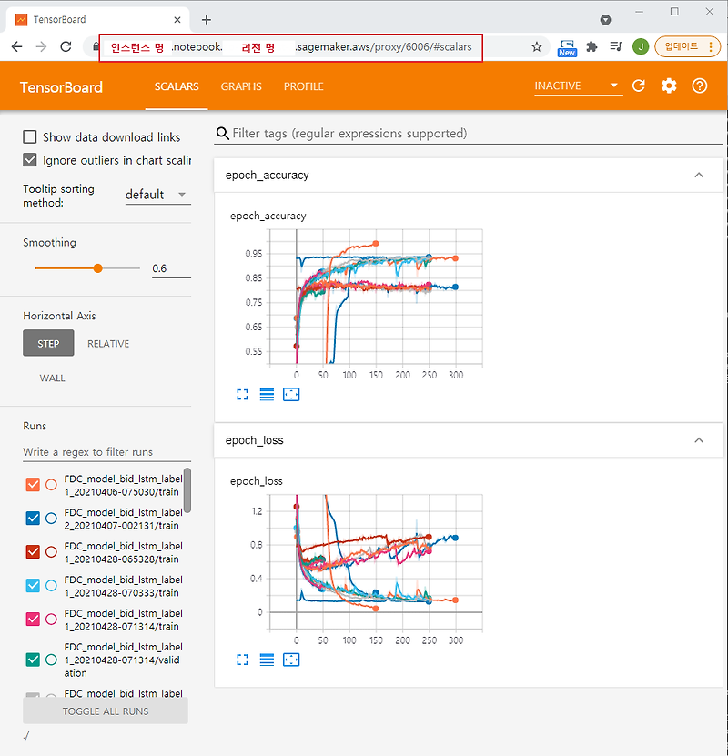 [AWS SageMaker] Jupyter 텐서보드 사용방법 및 접속 URL