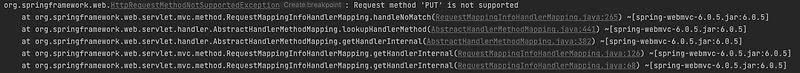 [Spring Boot Error] Request method 'PUT' is not supported