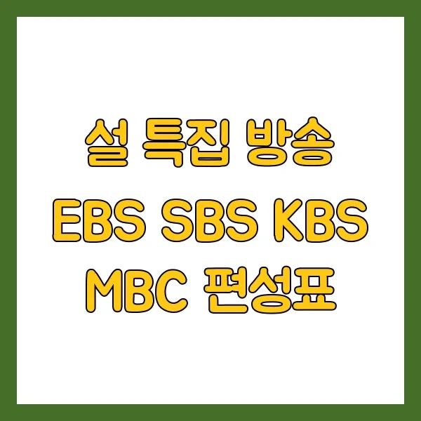 설 특집 방송 EBS SBS KBS MBC 편성표