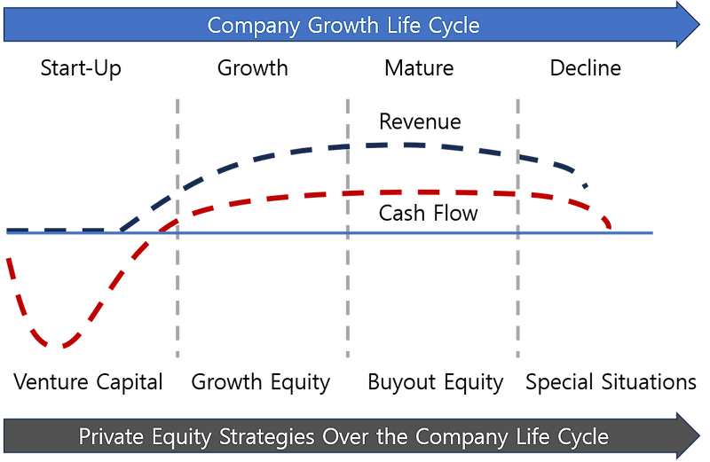 Private equity strategies over the company life cycle