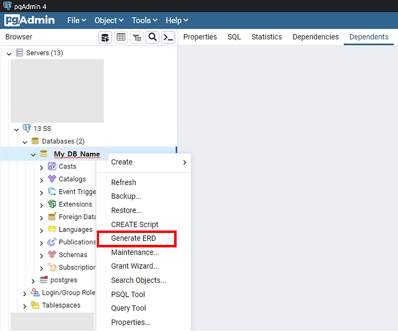 pgadmin에서 ERD Diagram Export (postgresql erd 만들기)