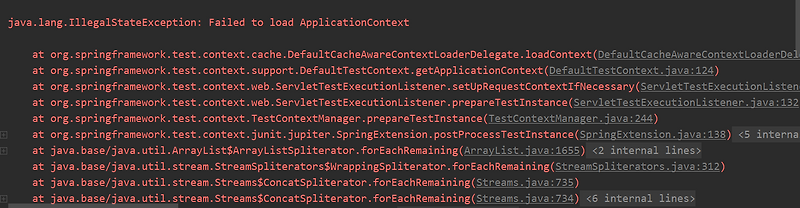 [SpringBoot] java.lang.IllegalStateException: Failed to load ApplicationContext — 백엔드