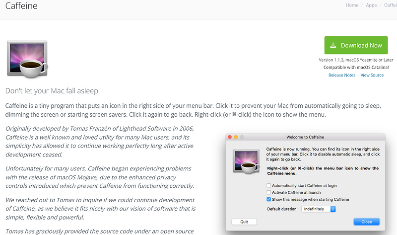 [mac] Caffeine 설치 맥북 화면 꺼짐 방지