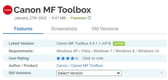 Canon MF Toolbox 무료 다운로드