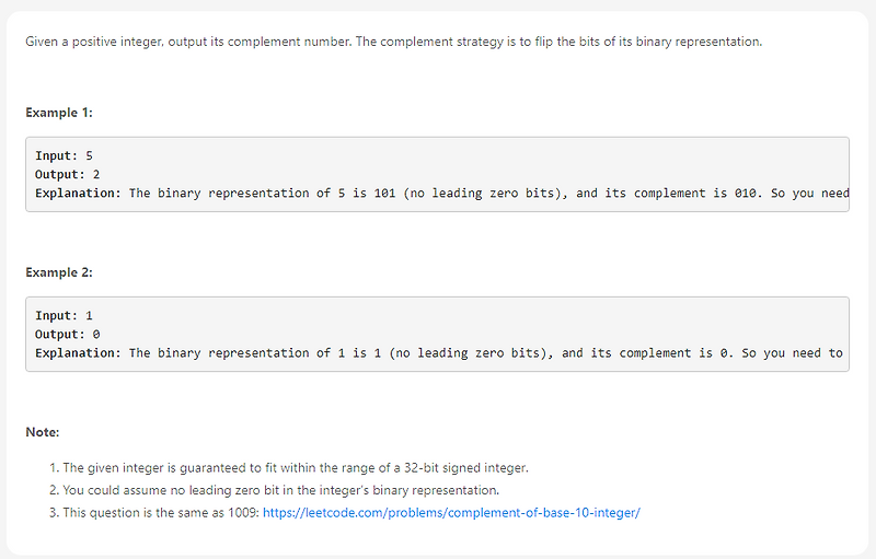[LeetCode] Java - Number Complement ( reverse binary )