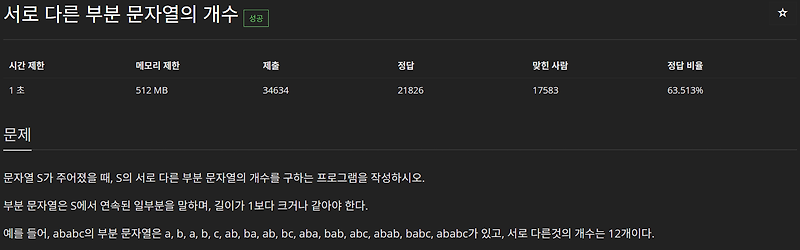 BOJ - 서로 다른 부분 문자열의 개수 (11478번) (C++ unordered_map find함수) :: HakFe