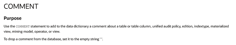 Oracle | COMMENT ON TABLE 테이블 설명을 추가하는 명령어