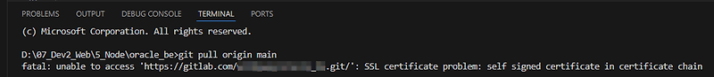 [Git] SSL certificate problem : self signed certificate 에러 에러