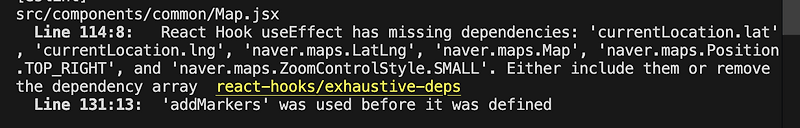 Error: React Hook useEffect has missing dependencies:...Either include them or remove the ...
