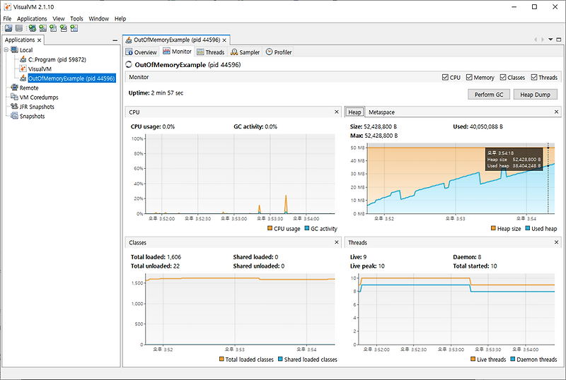 [OOM] Out Of Memory 분석 방법(with VisualVM)