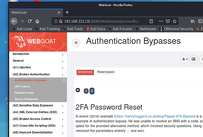 [Kali_LINUX] Broken Authentication | Authentication Bypasses | WebGoat