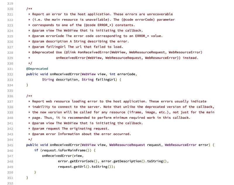 [deprecated] Android WebViewClient의 onReceivedError 메서드 대응